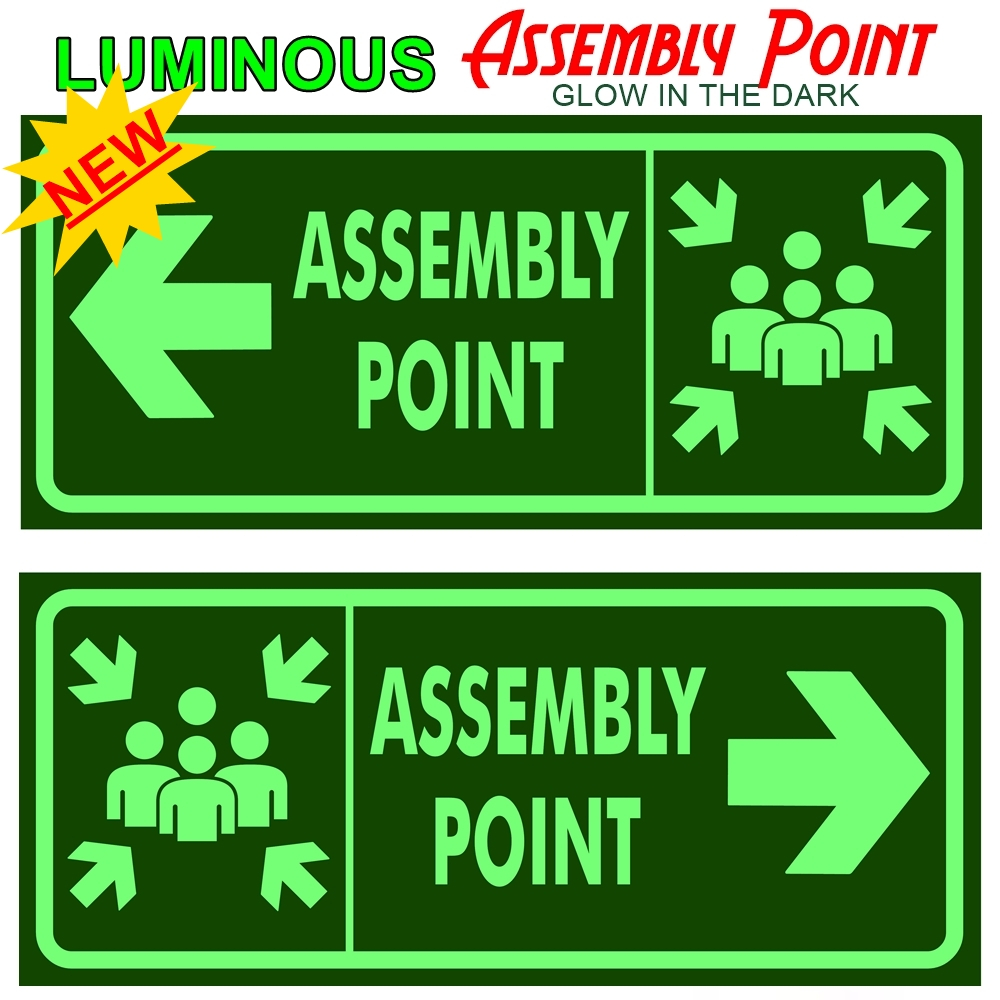 Luminous Assembly Point Sign Background Glow in the Dark in 3mm Sintra ...