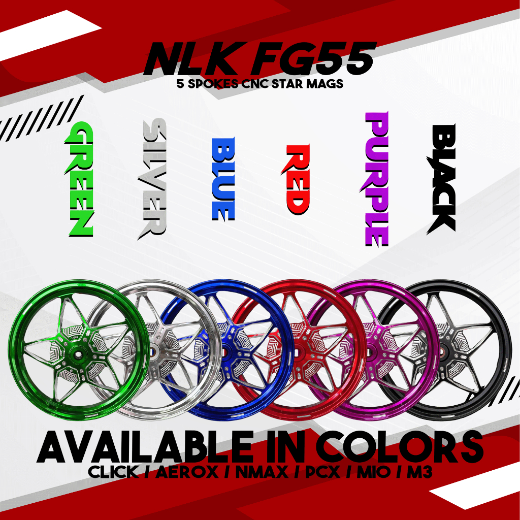NLK FG55 MAGS FOR NVX 155/AEROX BLACK/RED/BLUE/CHROME 14s | Shopee ...