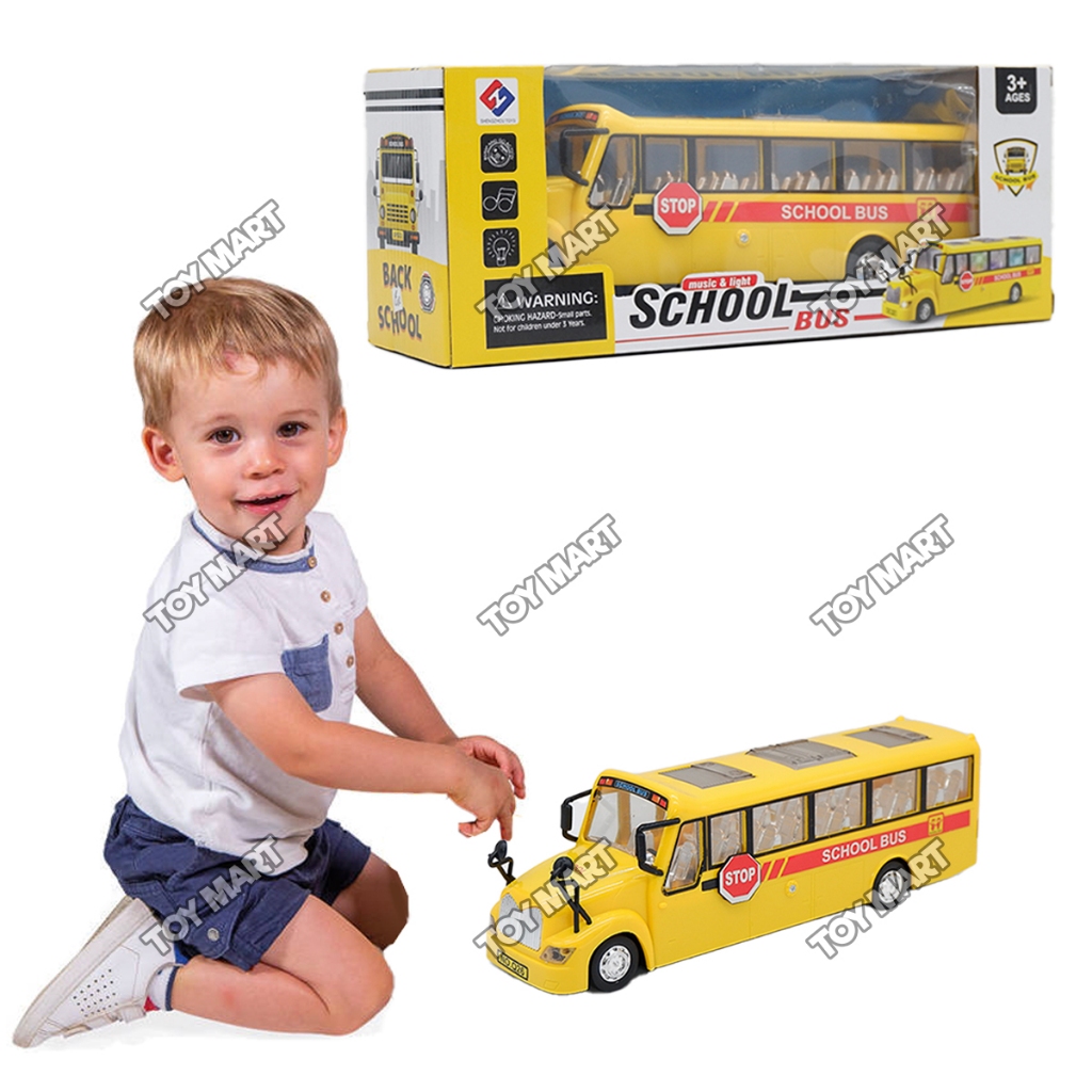 Electric Bump and Go School Bus Automatic Steering School Bus Toy Model ...