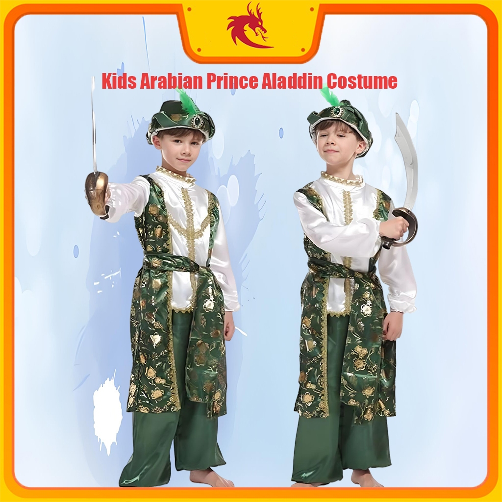Kids Arabian Prince Aladdin Costume Book Character Clothes Halloween ...