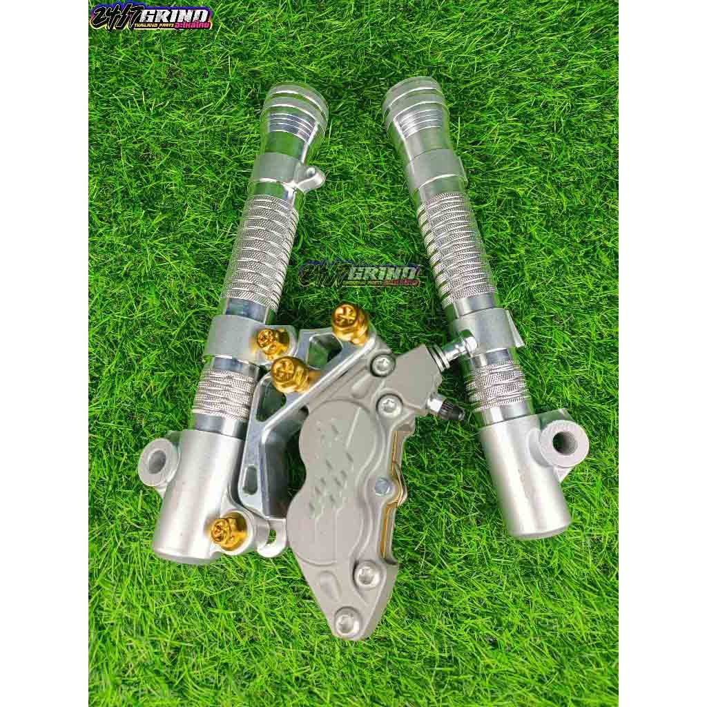 LIGHTEN FRONT SHOCK OUTTER TUBE WITH 4POT CALIPER SET HONDA CLICK ...