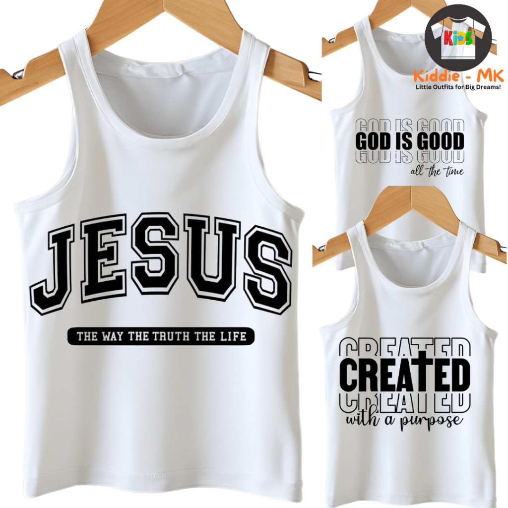 Kiddiemart 3 PCS Gospel Quotes Boys Kids Sando Tops (Ages 1-10) Spandex ...