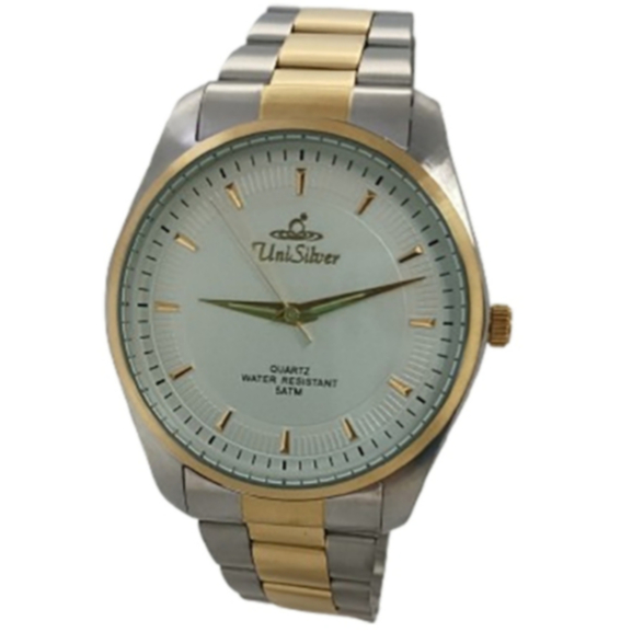UniSilver TIME Men's Two Tone /Silver/Gold / White Analog Stainless ...