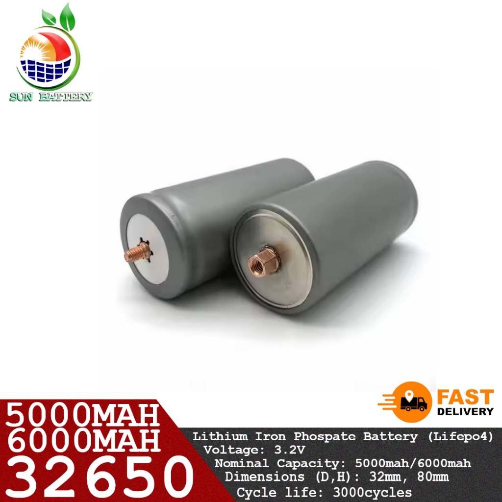 FREE BOLTS & NUT 32650 3AH / 5AH / 6AH LiFePO4 Battery 3.2v DIY battery ...