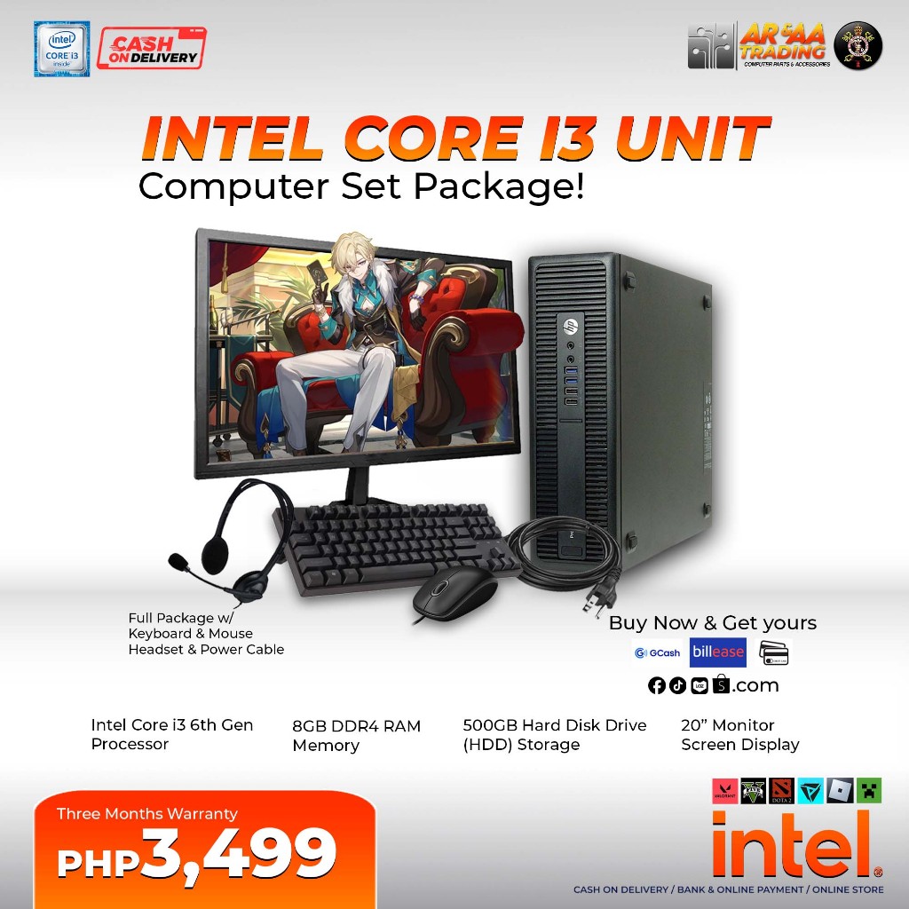COMPUTER SET PACKAGE IDENTICAL INTEL CORE i3-6TH GEN 8GB RAM 500GB HDD ...