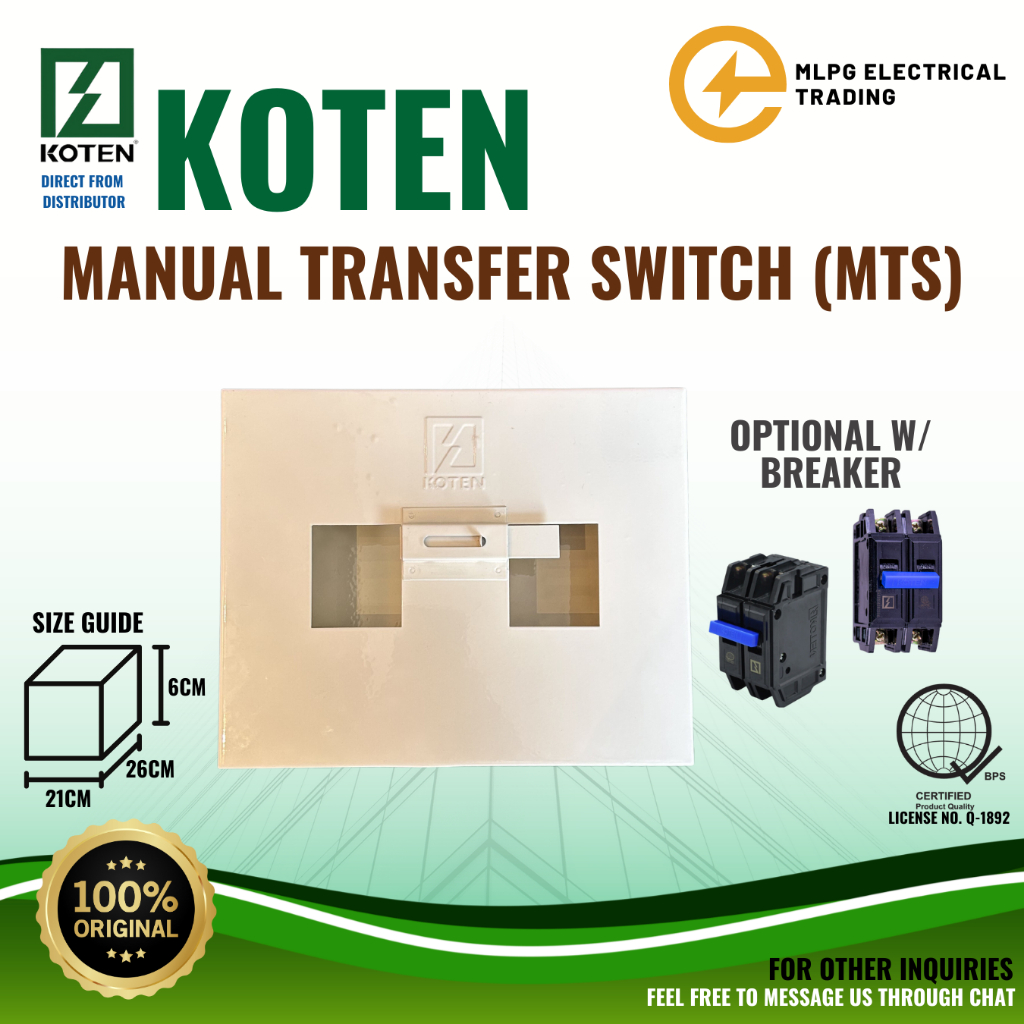 Koten Manual Transfer Switch (MTS) (TWC) Bolt-On (HPH) Optional w ...