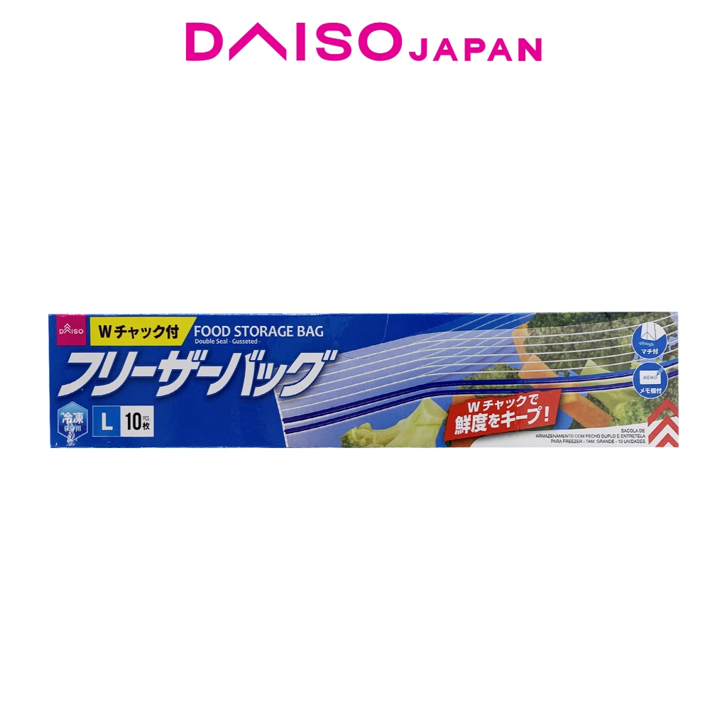 Daiso Large Double Seal Gusseted Freezer Bags (10 pieces) | Shopee ...