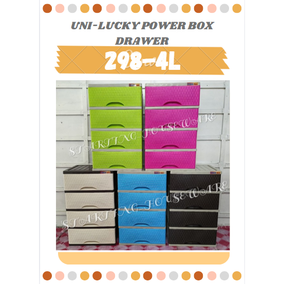 RATTAN UNI-LUCKY DRAWER 4 LAYER POWER BOX RATTAN #298-4L (RANDOM COLOR ...