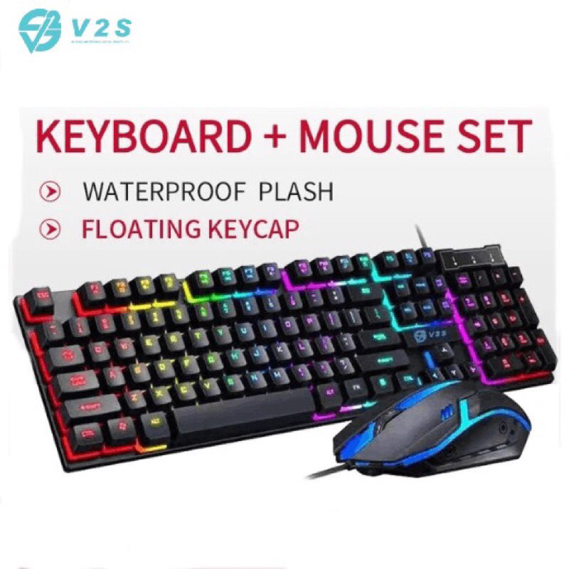 V2S KM200 Mechanical keyboard and mouse bundle black light | Shopee ...