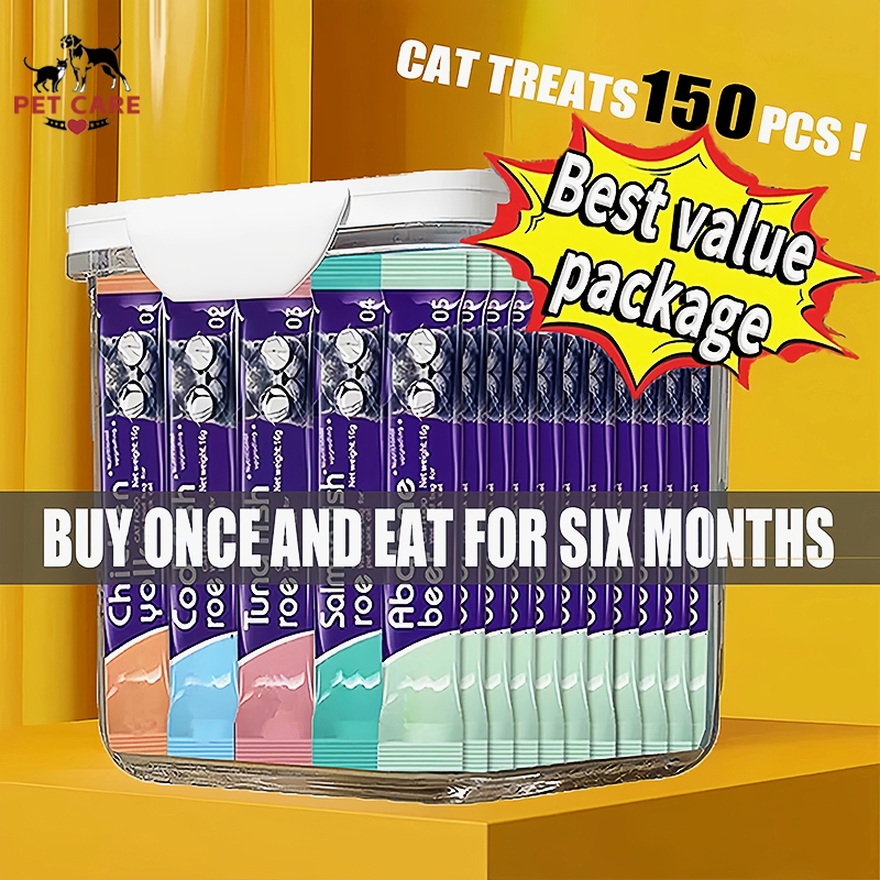 150pcs Cat Snack Pets Cat Treat Cat Stick Fresh Wet Food Treats Pet ...