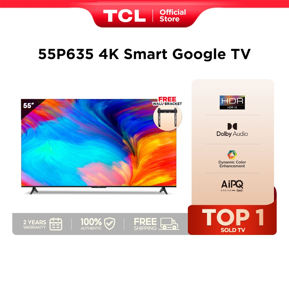 TCL 55" 4K Smart Android TV - 55P635 (HDR, Netflix, YouTube, Google Assistant, Dolby Vision ...