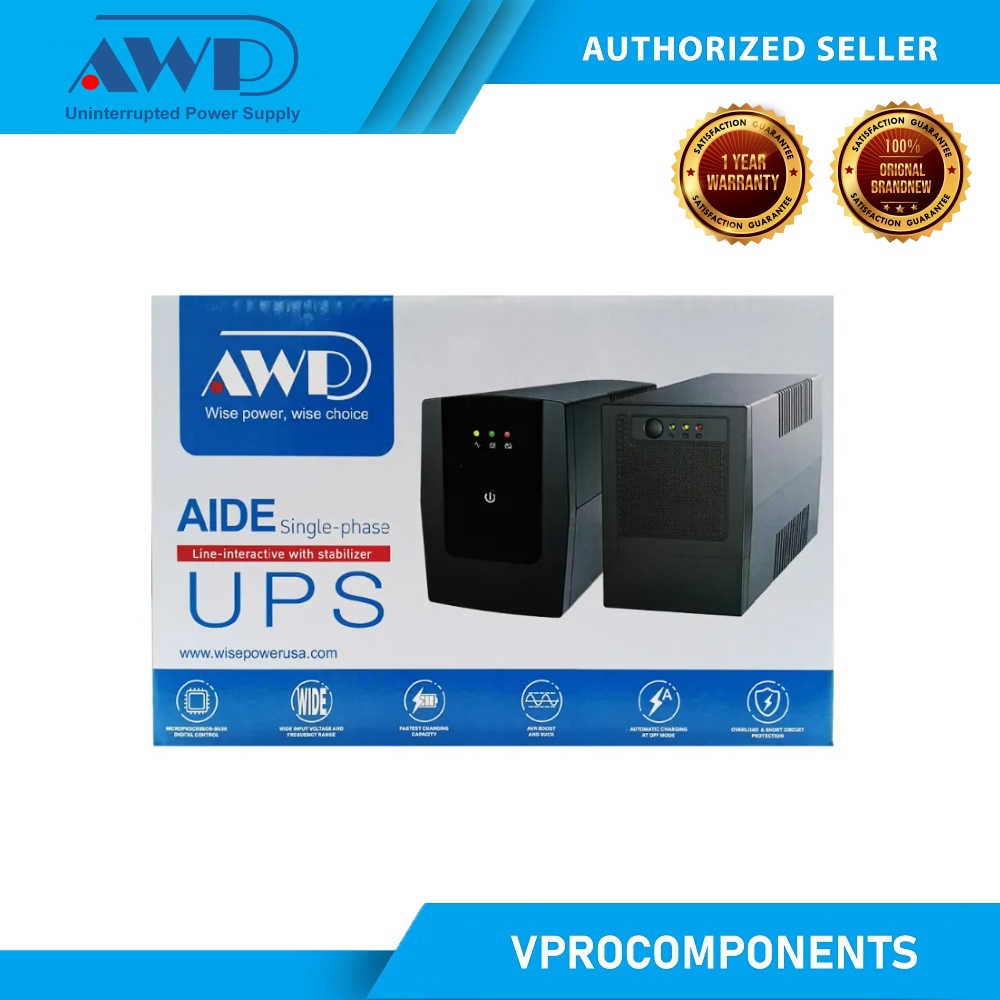 AWP AID650 Aide 390W-650VA UPS with AVR Uninterruptible Power Supply (4 ...