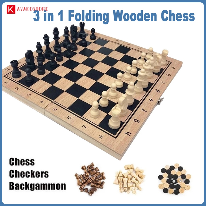 S/M/L/XL Folding Wooden Chess Board Pieces Set Board Game toy Folding ...