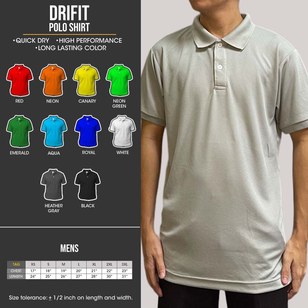 Transfer It Dri-Fit Collar Shirt Polyester Customized / Plain Uniform ...