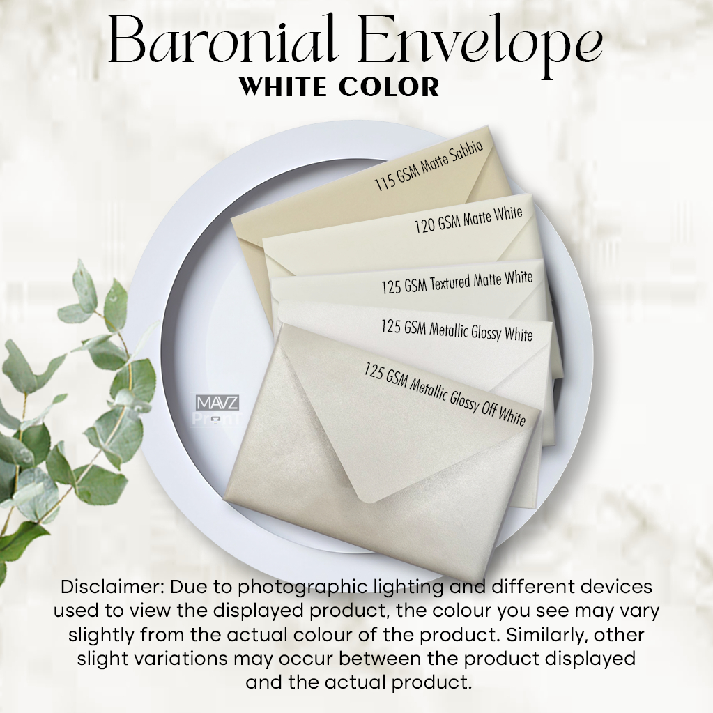 5R(5x7in) 4R(4x6in) Shades of White Envelope for Wedding Baptismal ...