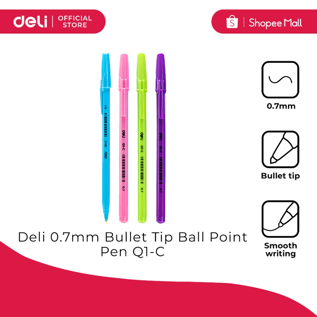 Deli Q1-C 0.7mm Bullet Tip Ball Point Pen | Shopee Philippines