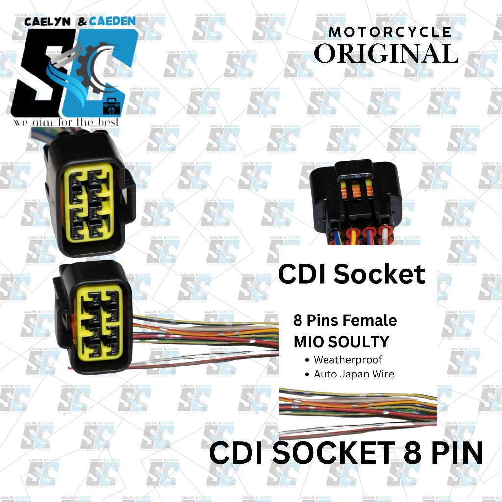 CDI Socket 8 Pins for Barako I & II and Mio Quality Wire - Waterproof ...