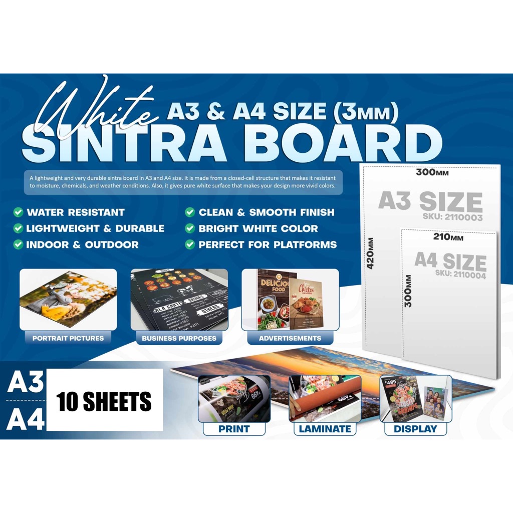 SINTRA Board White A3 & A4 SIZE (3MM) 10 sheets | Shopee Philippines