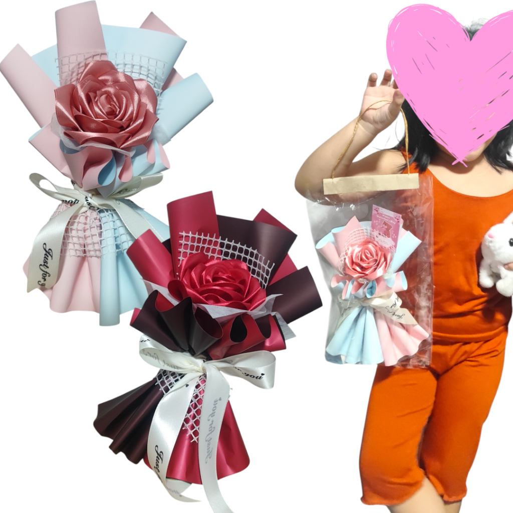 Elegant Single Mini Satin Rose Bouquet for Valentine's Day, Mother's ...