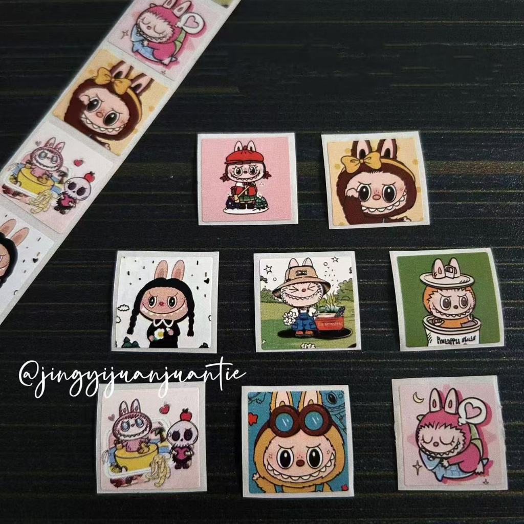 500pcs/Roll LABUBU Cartoon Sticker Tape DIY Luggage Anime Sticker Cute ...