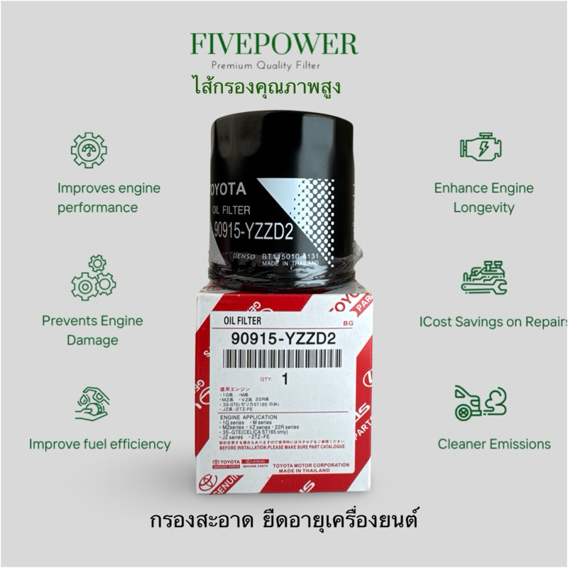 Oil Filter 2005-2021 Toyota Fortuner / Innova / Hi-Ace / Hi-lux 90915 ...