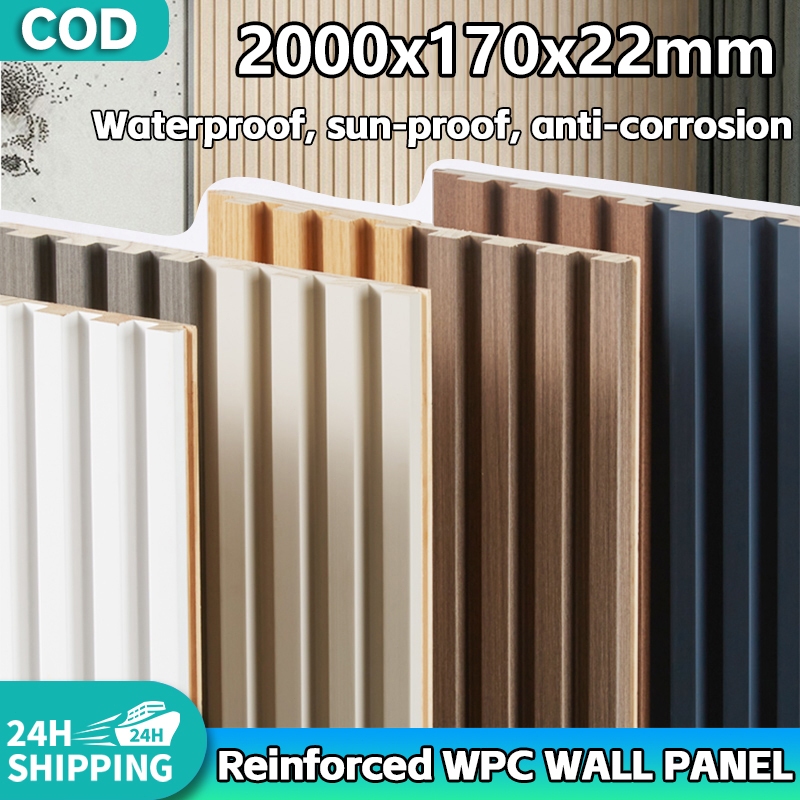 WPC Fluted Wall Panel Sticker Waterproof Grille Design Ecological Board ...