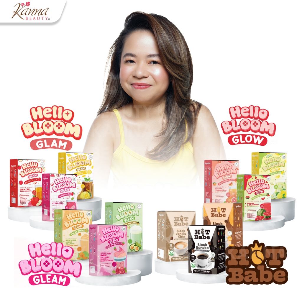 Hello Bloom Glam Gleam Glow Iced Tea Hair, Nail, Skin 10 Sachets Glutathione Vitamin C Kiray ...
