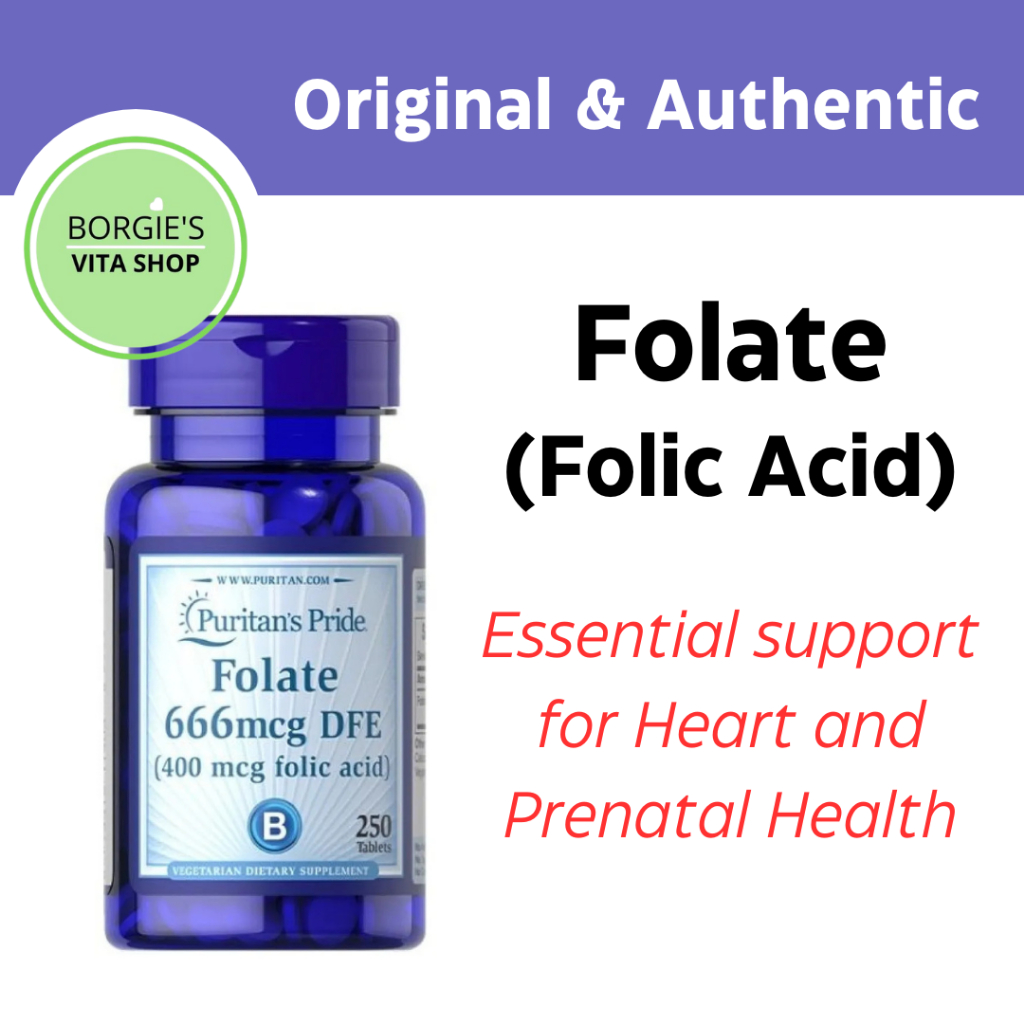 Borgie's Folate Folic Acid 666mcg Tablets for Heart and Prenatal Health ...