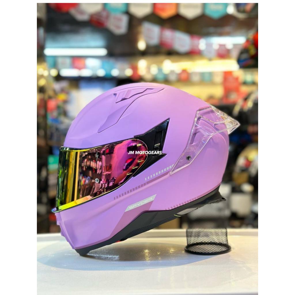 SPYDER FURY MATTE PURPLE WITH FLASH PINK VISOR | Shopee Philippines