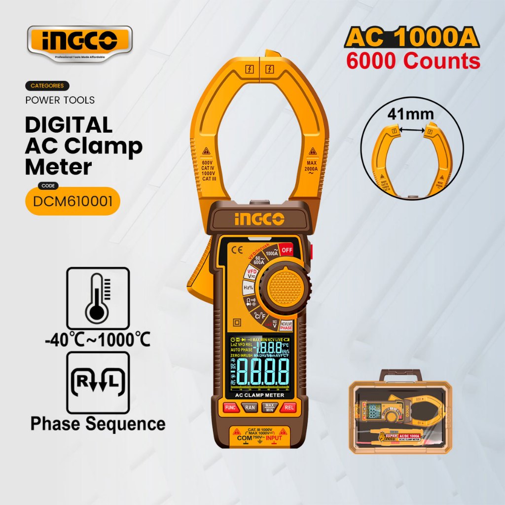 Ingco 6000 Counts Digital AC Clamp Meter Voltage Measurement Voltmeter ...