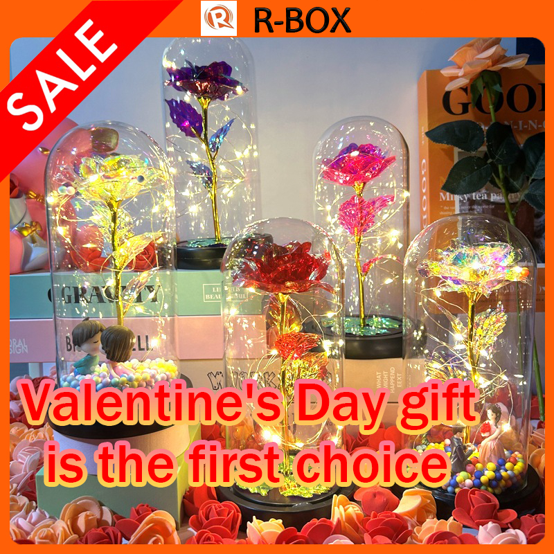 Mini Luminous plastic flower in Glass Dome Galaxy Rose Design as Unique ...
