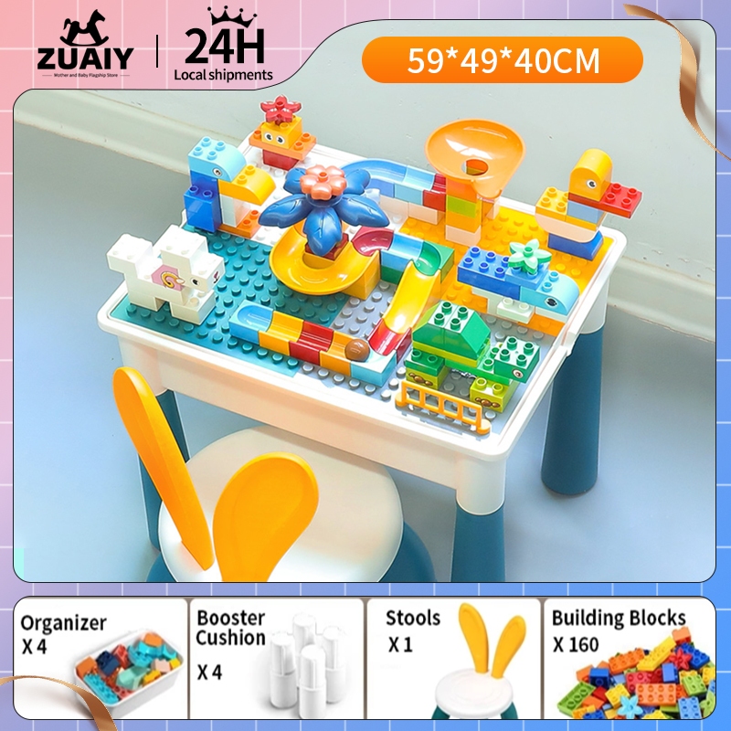 ZUAIY Building Blocks Table with Chair and Blocks Kids Table and Chair ...