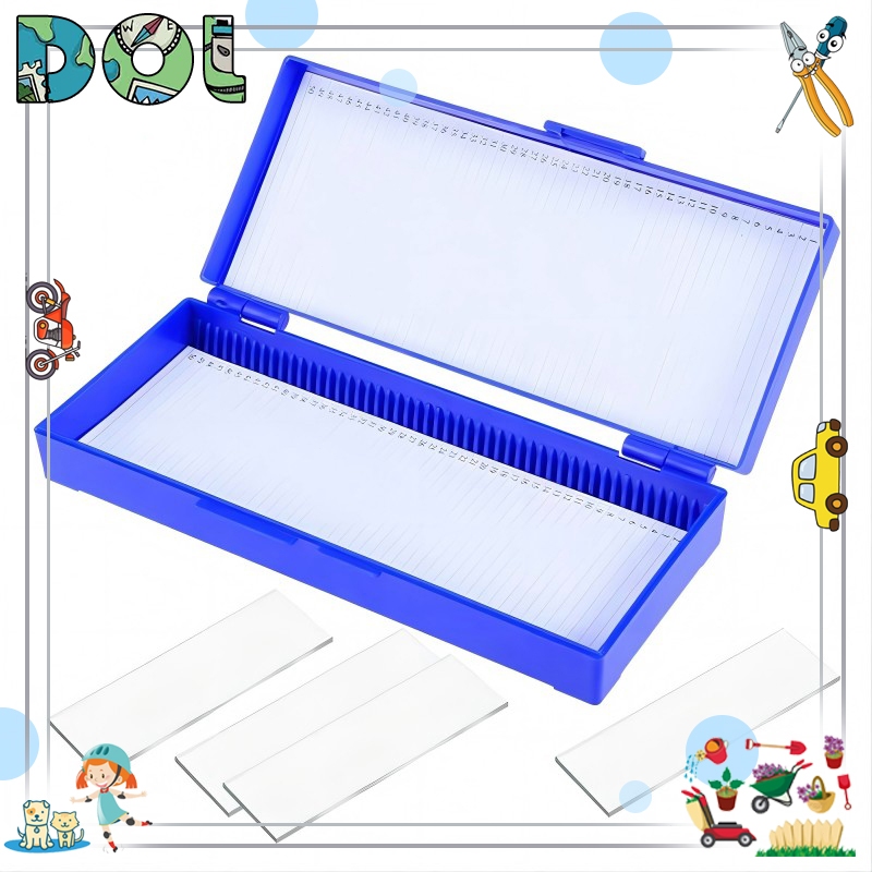 100pcs Microscope Slide Box Biological Pathology Rectangular Microscope Glass Slide Boxes Blue ...