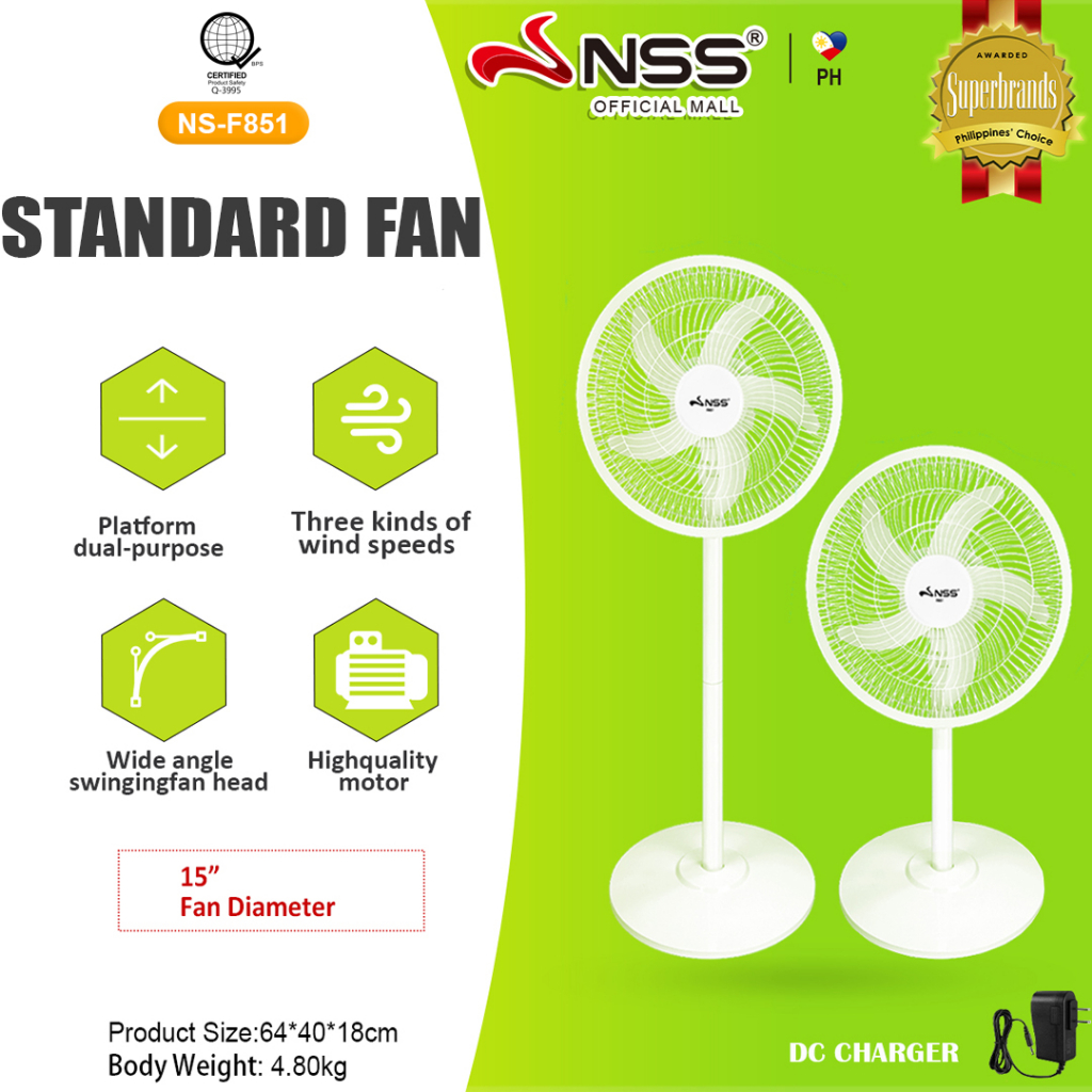 NSS 15 inch Telescopic Stand Fan 2400mAh Home Electricfan Rechargeable ...
