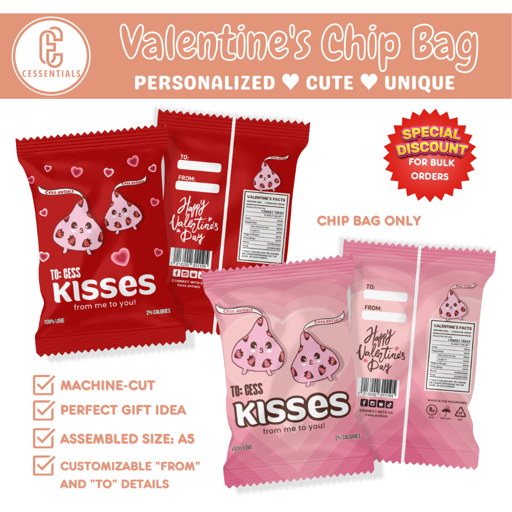 CESSENTIALS (BULK ORDER) Personalized Valentine’s Chip Bag- DISCOUNTED ...