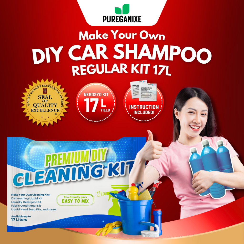 Pureganixe Car Shampoo DIY Kit 17 Liters with Carnauba Wax Liquid Yield ...