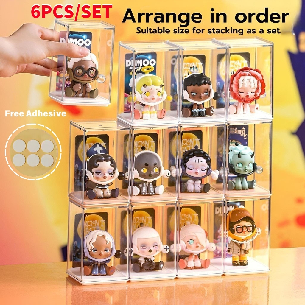 6PCS Blind Box Display Stand Dustproof Storage Box Bubble Mart Doll ...