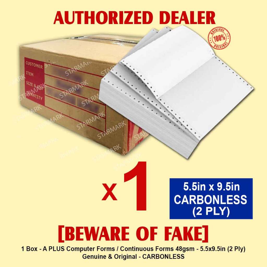 Computer Forms Form Continuous Forms 2 PLY - 5.5inx9.5in CARBONLESS ...