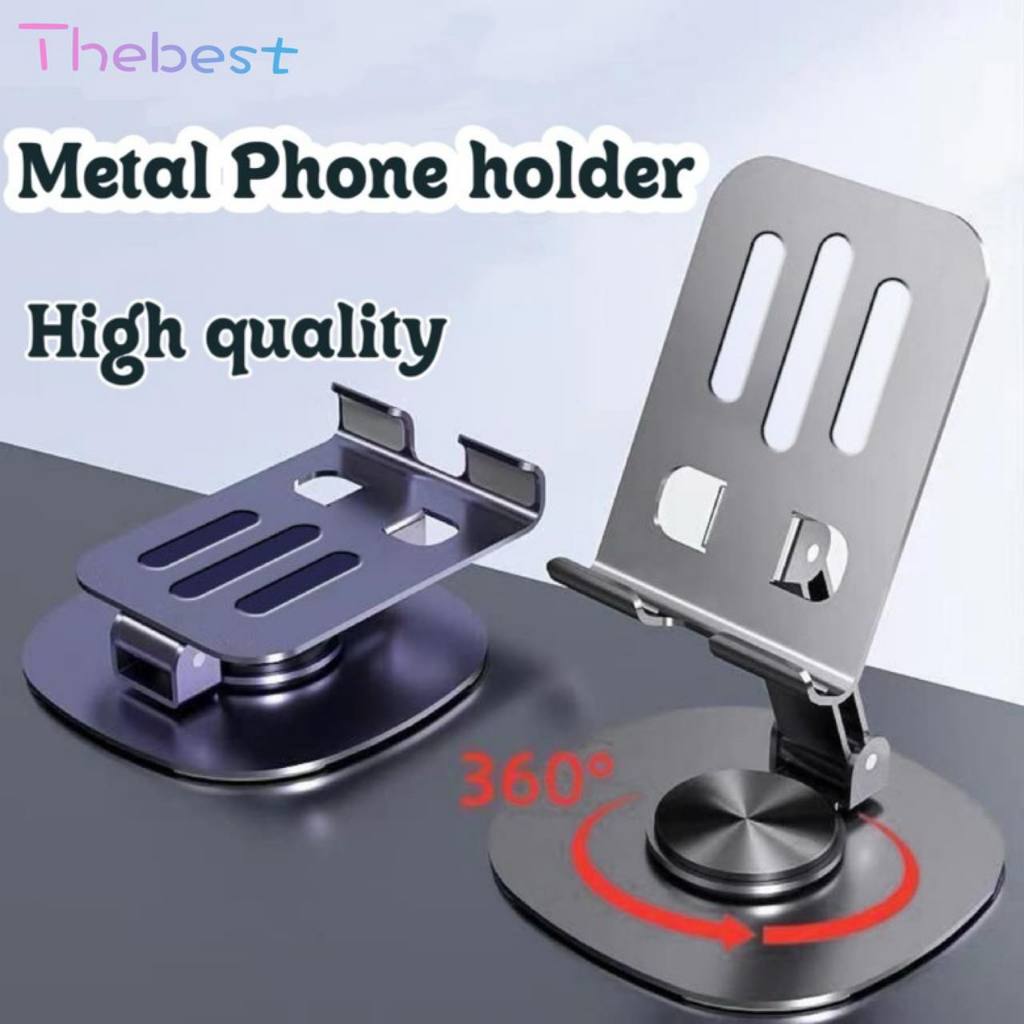 Desktop Stand All Metal Phone Holder 360° Rotating Foldable Cellphone ...