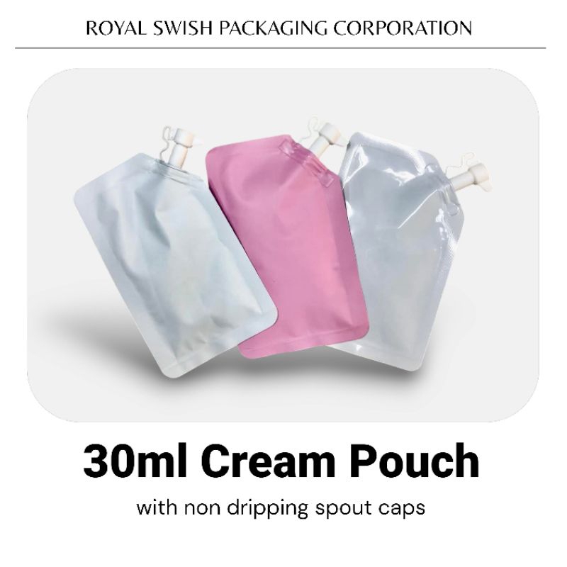 50pcs Cream Pouch Sachet 20ml to 30ml with spout caps travel pouch ...