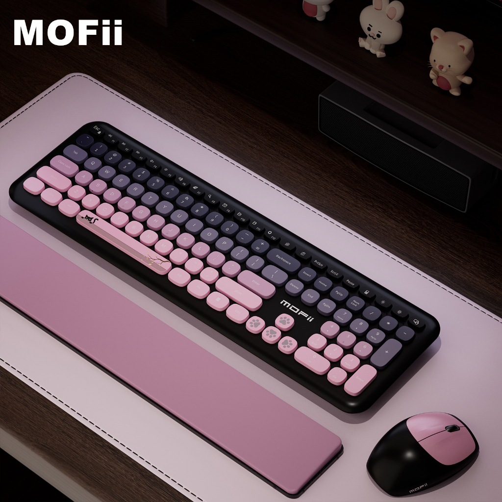 MOFII 666 Mixed Color 2.4G Wireless Keyboard and Mouse Combo with Round ...