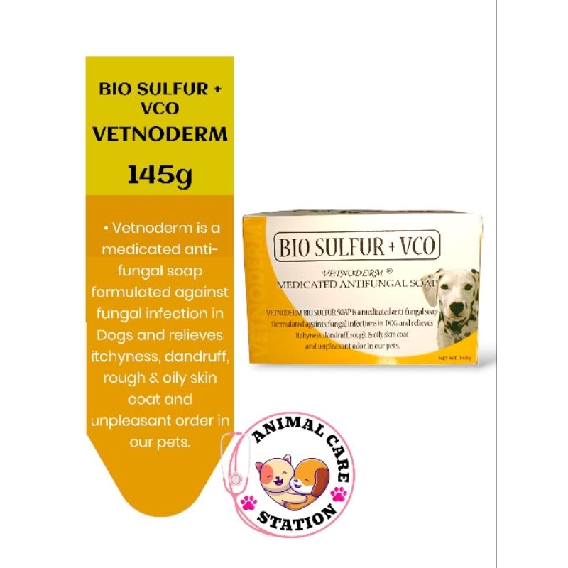 Vetnoderm Bio Sulfur +VCO Medicated Anti-Fungal Soap for Dogs 145g ...