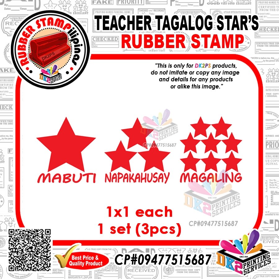 TEACHER TAGALOG STAR'S PERSONALIZED .CUSTOMIZED RUBBER STAMP 1SET (WALA ...