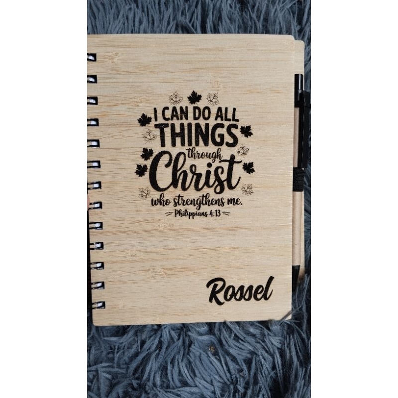 Personalized Laser Engraved Bamboo Notebook | Shopee Philippines