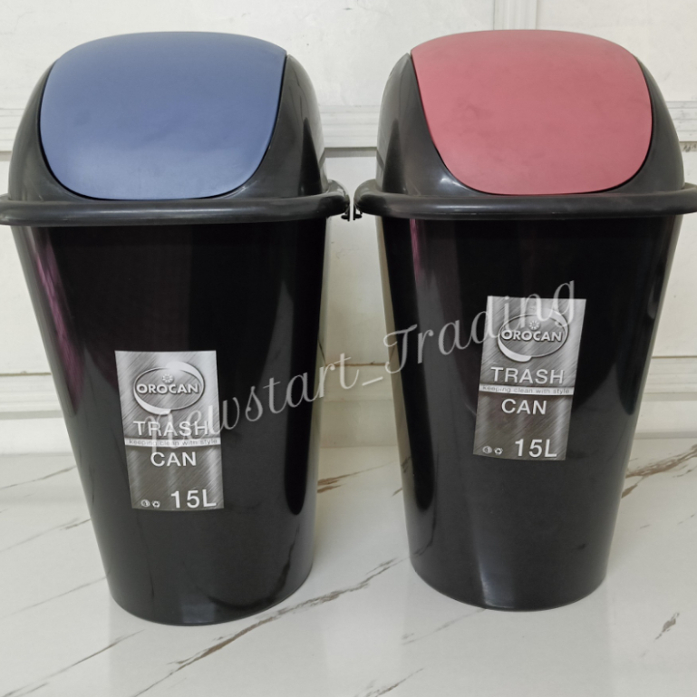 OROCAN Trash Can with swing cover GARBAGE CAN/BASURAHAN (15L)#8806 ...