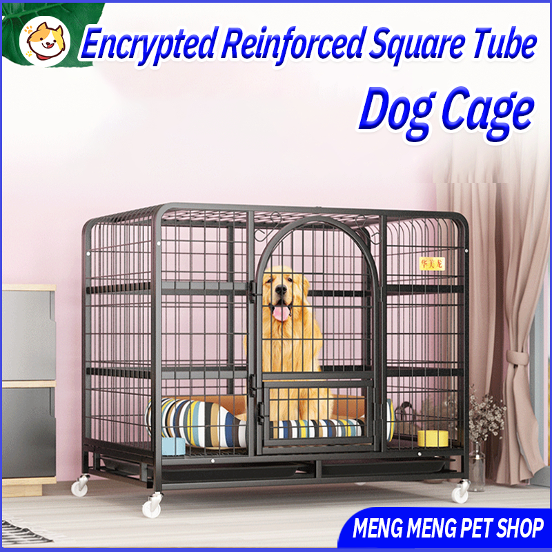 Home dog cage Thick square tube large dog cage Stainless Mobile Dog ...