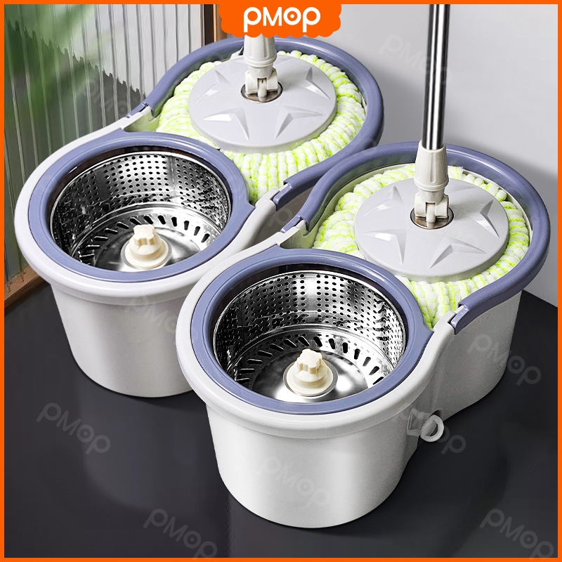 PMOP Spin Mop With Spinner and bucket Complete Set Longer mop rod 360 ...