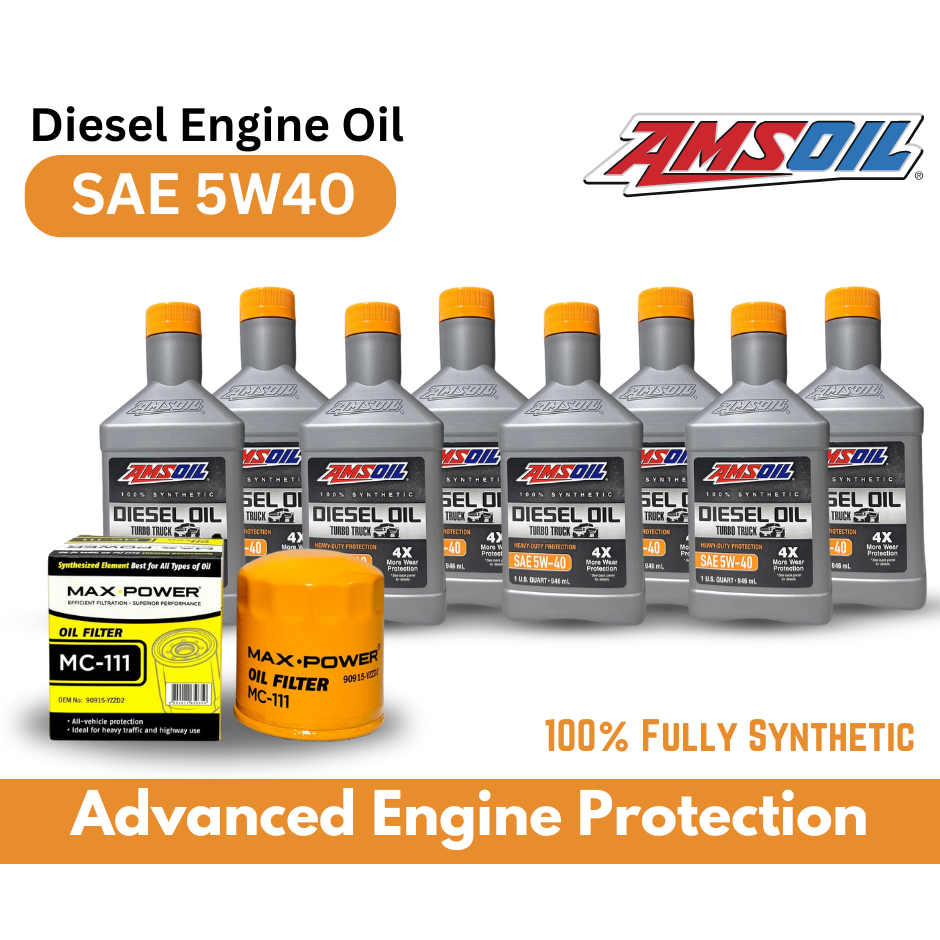 Amsoil 5w40 Fully Synthetic Diesel Engine Oil 8L Package for Toyota ...
