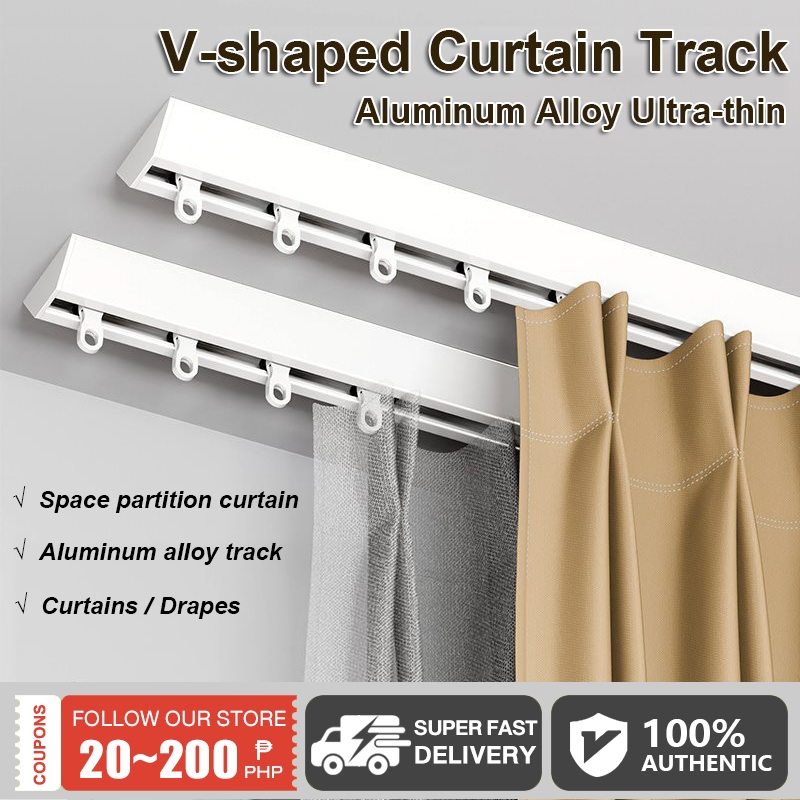 Curtain Track Aluminum Alloy casement curtain guide Silent slide rail ...