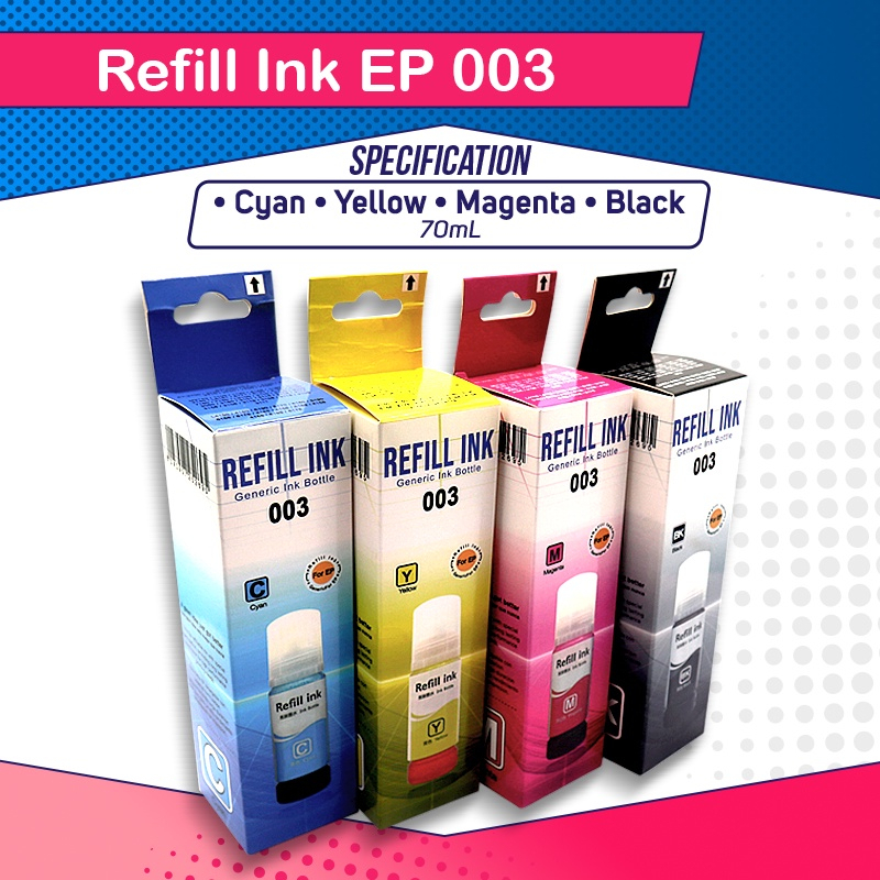 003 Refill Generic Ink Bottle 70ml for L1100/L1120/L2140/L3100/L3110 ...